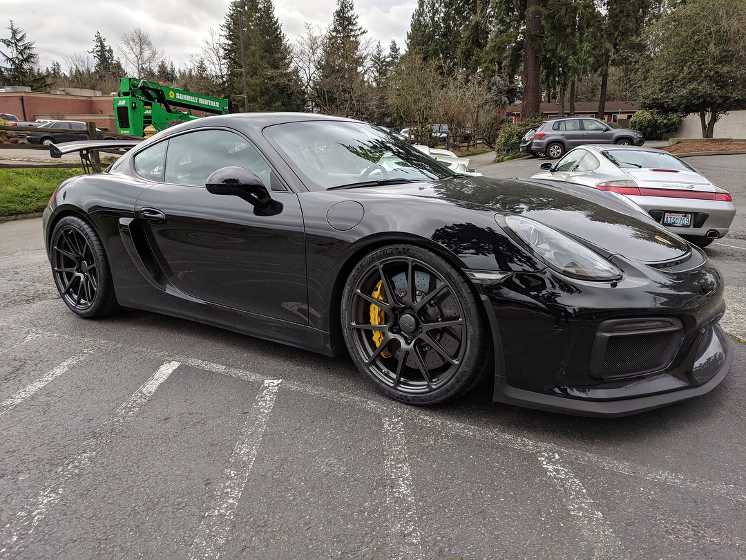 Sharkified Porsche Cayman GT4 on Forgeline One Piece Forged Monoblock ...