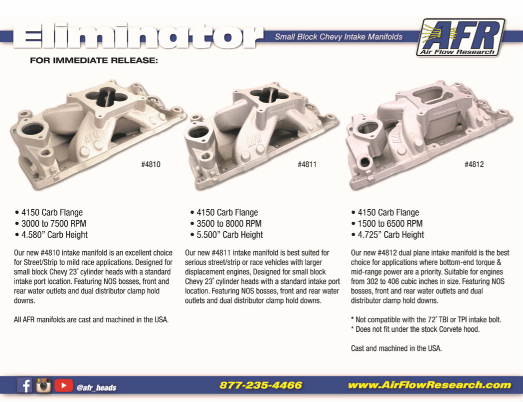 AFR ELIMINATOR SMALL BLOCK CHEVY INTAKE MANIFOLDS - CarBuff Network